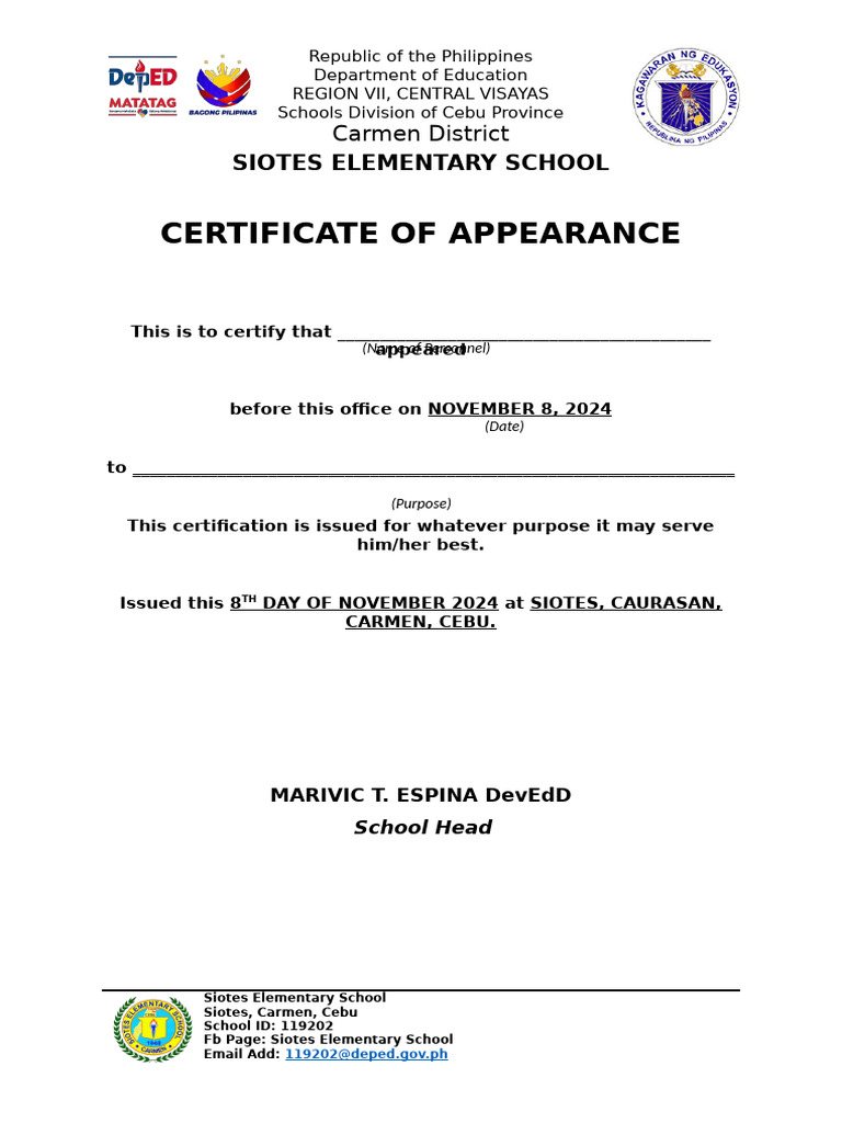 Certificate of Appearance | PDF