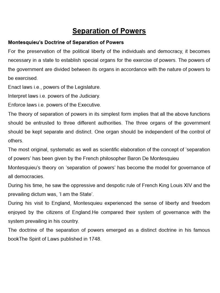 Separation of Powers | PDF | Separation Of Powers | Ratification