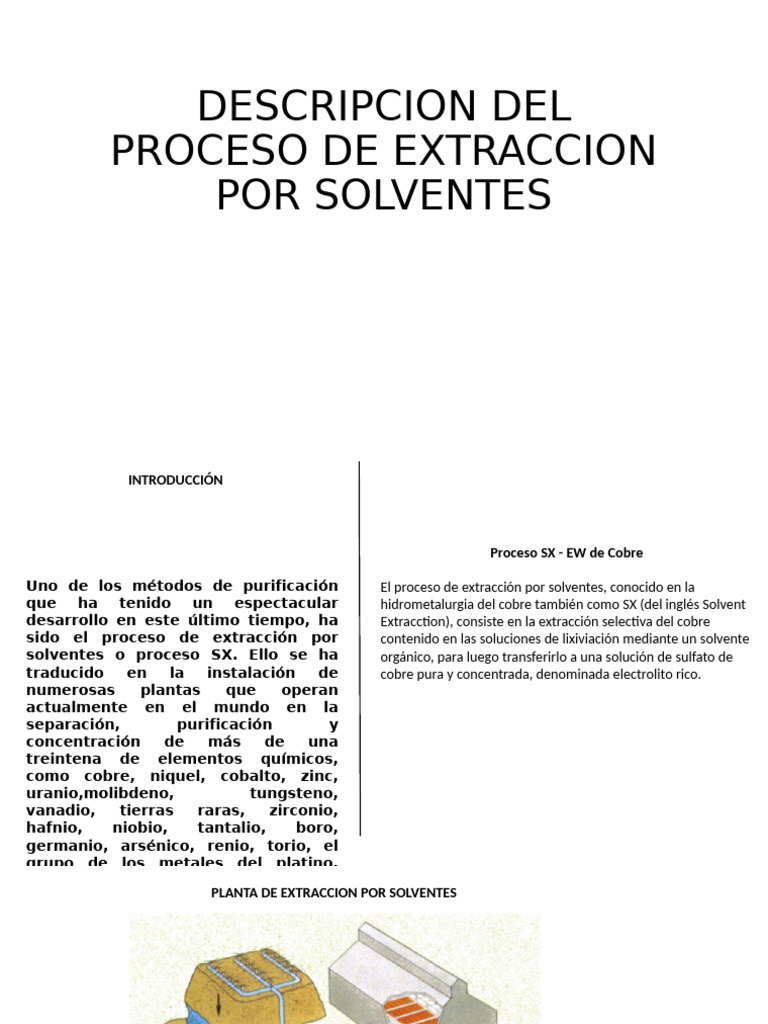 Descripcion Del Proceso de Extraccion Por Solventes | PDF | Cobre ...