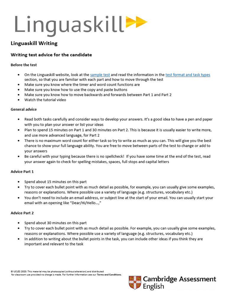 Linguaskill Writing Top Tips | PDF | Cognitive Science | Cognition