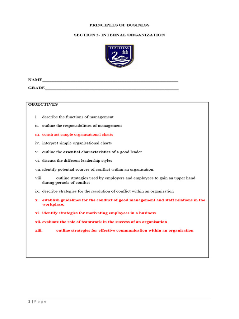 Pob Section 2 -Internal Organization | PDF | Employment | Trade Union