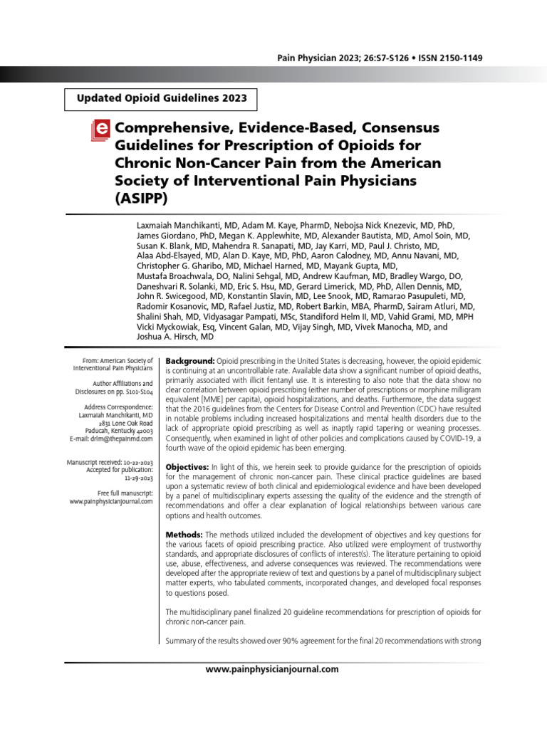 2023;26;S7-S126 | PDF | Opioid | Pain Management