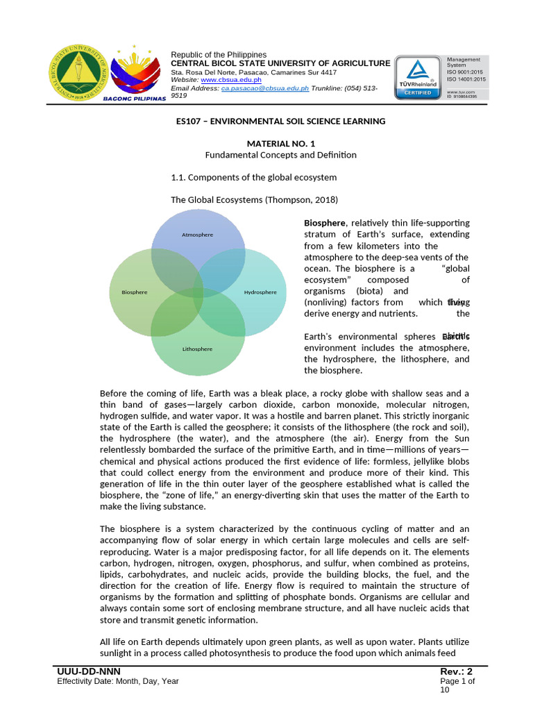Fundamental Concepts and Definition | PDF | Ecosystem | Atmosphere Of Earth