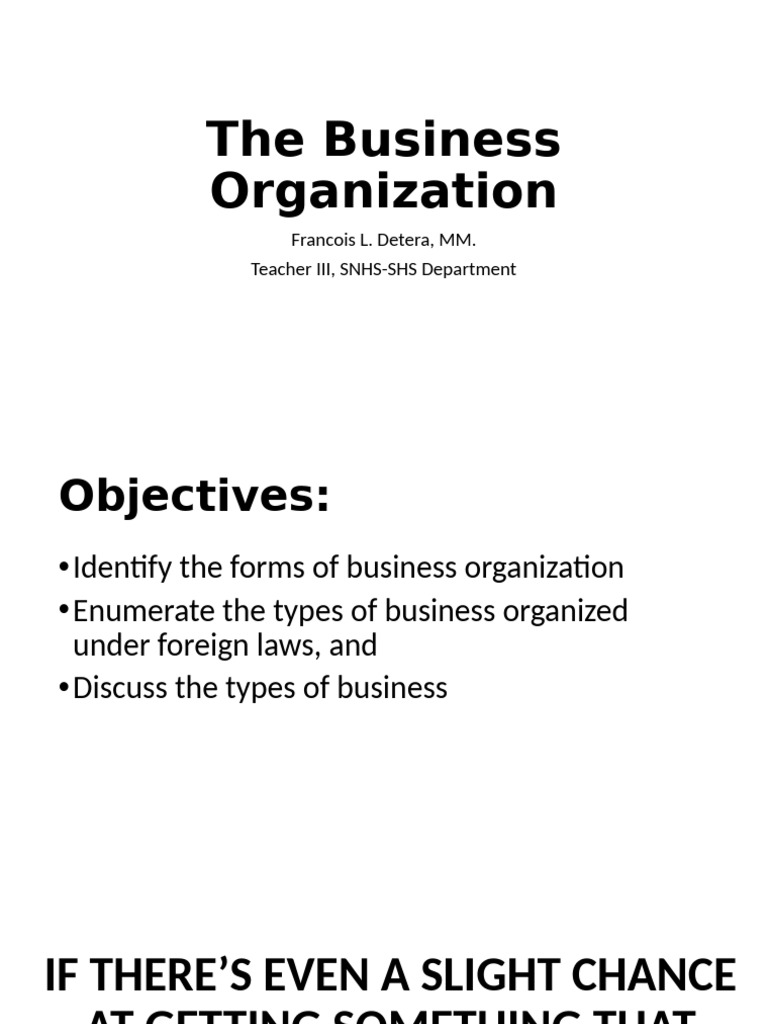 3-The Business Organization | PDF | Partnership | Business
