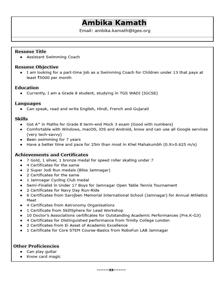 Sample CV 1 (For Content Only) | PDF