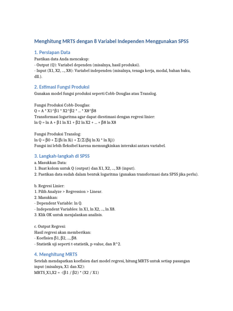 Menghitung MRTS dengan SPSS | PDF