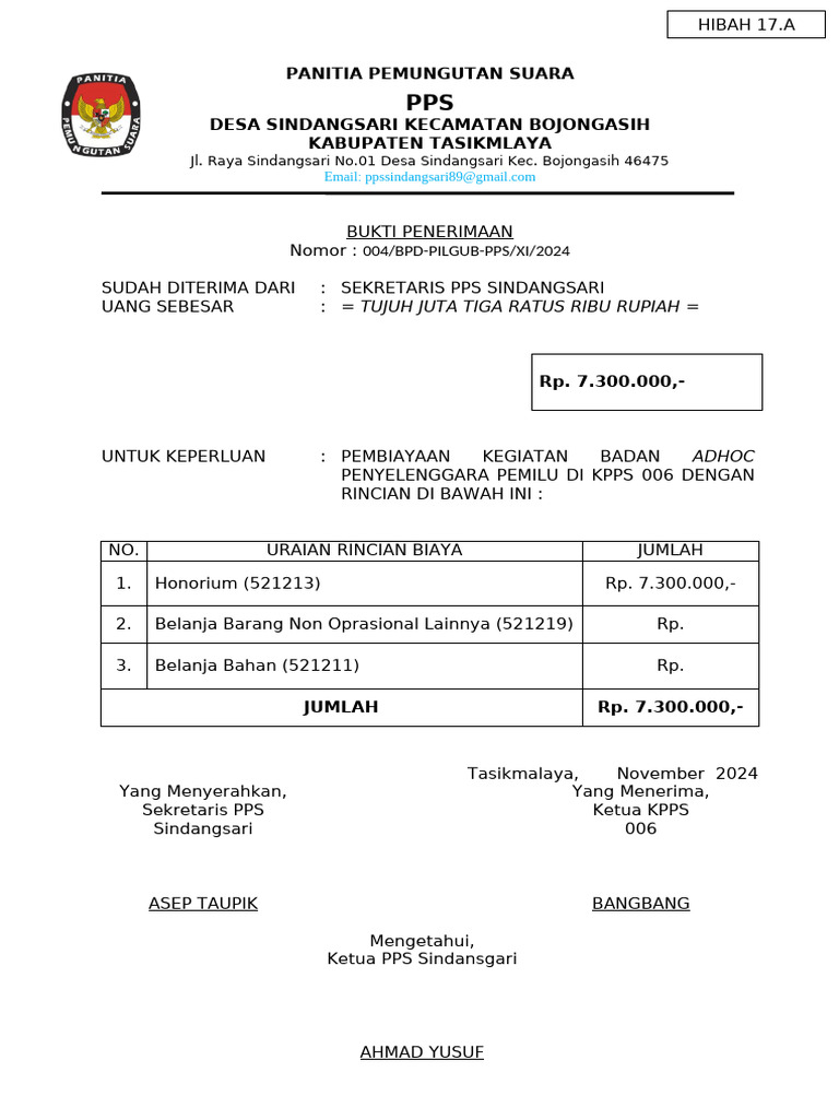 Bukti Penerimaan Dana PPS | PDF
