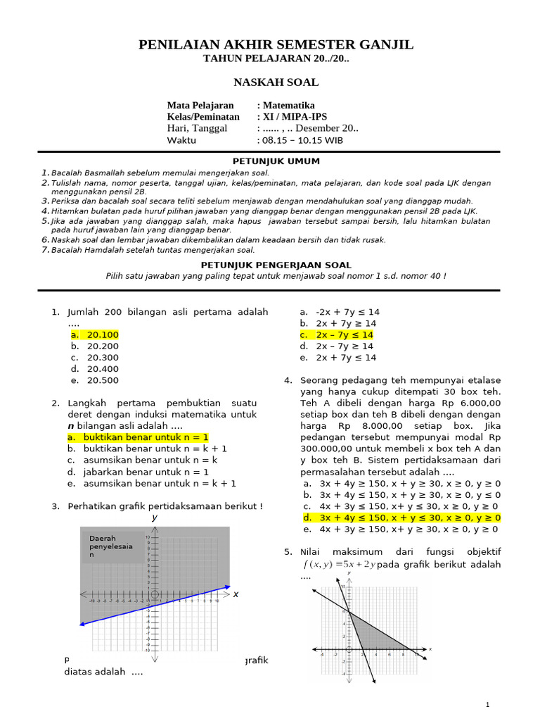 Soal PAS MTK Wajib Kelas XI | PDF