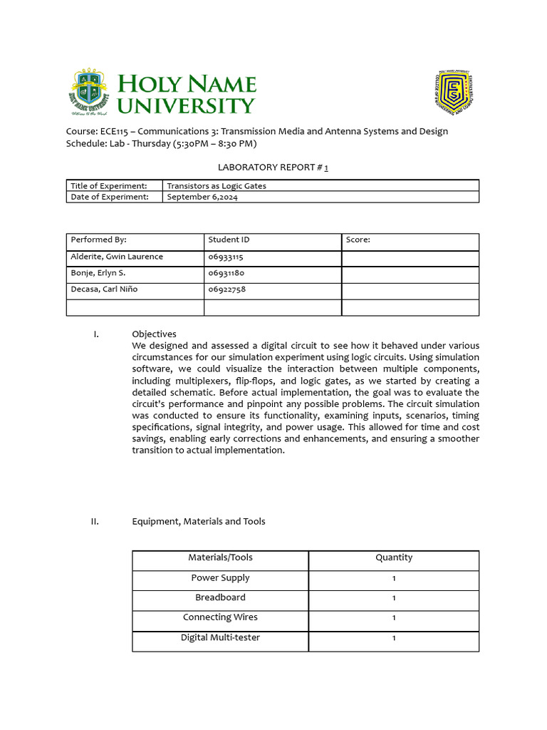Lab Report #1 Group 4 | PDF | Electronic Circuits | Simulation