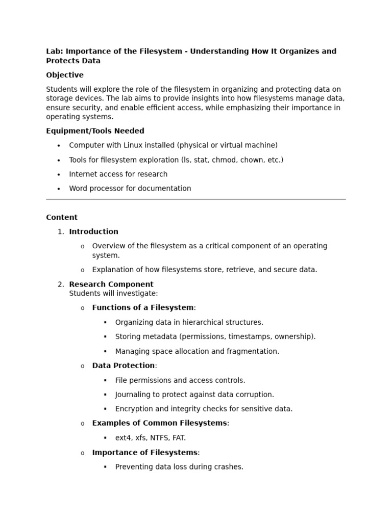 Importance Of The Filesystem Pdf File System Computer File