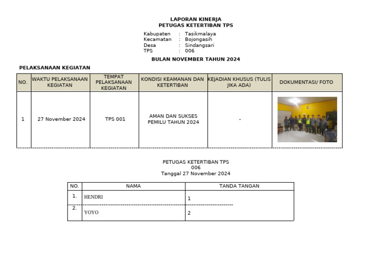 Laporan Kinerja Linmas . | PDF