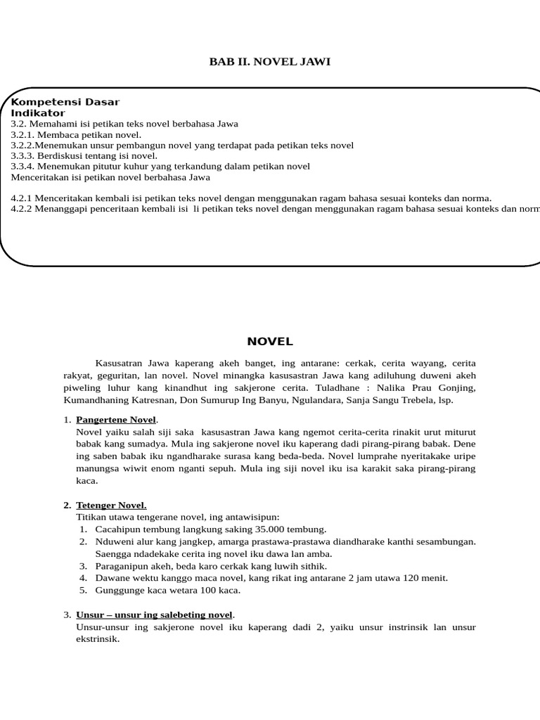 Bab II. Novel Jawi | PDF