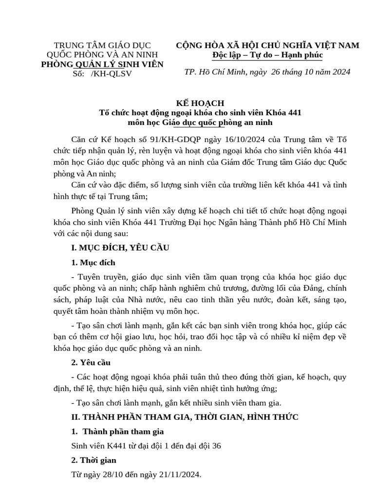 KH HĐNK K441-QLSV | PDF