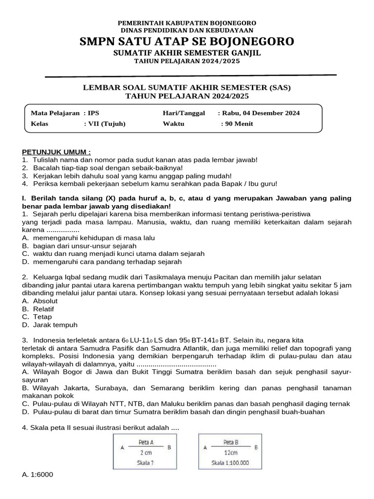 Soal Ujian Akhir Semester SMP Bojonegoro | PDF