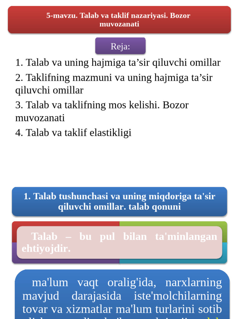 5-Mavzu Talab Va Taklif | PDF