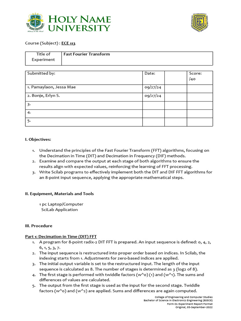 DSP Simulation 05 Fast Fourier Transform | PDF | Fast Fourier Transform | Algorithms