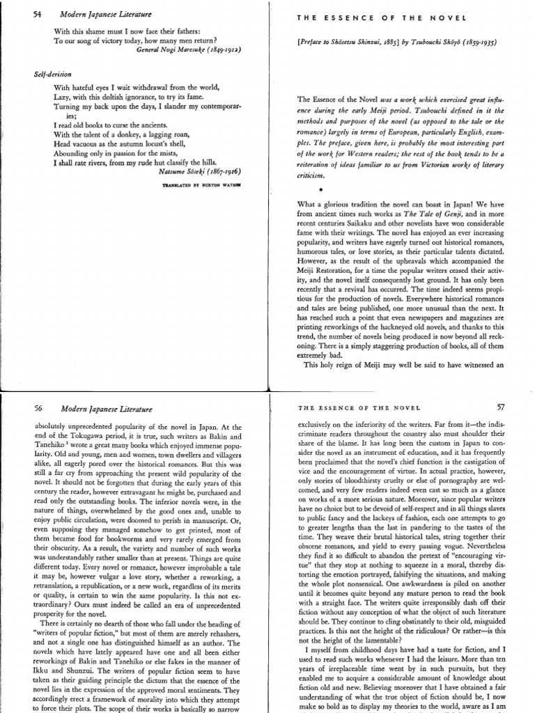 Tsubouchi Shōyō, Preface to Shōsetsu Shinzui (1885) | PDF