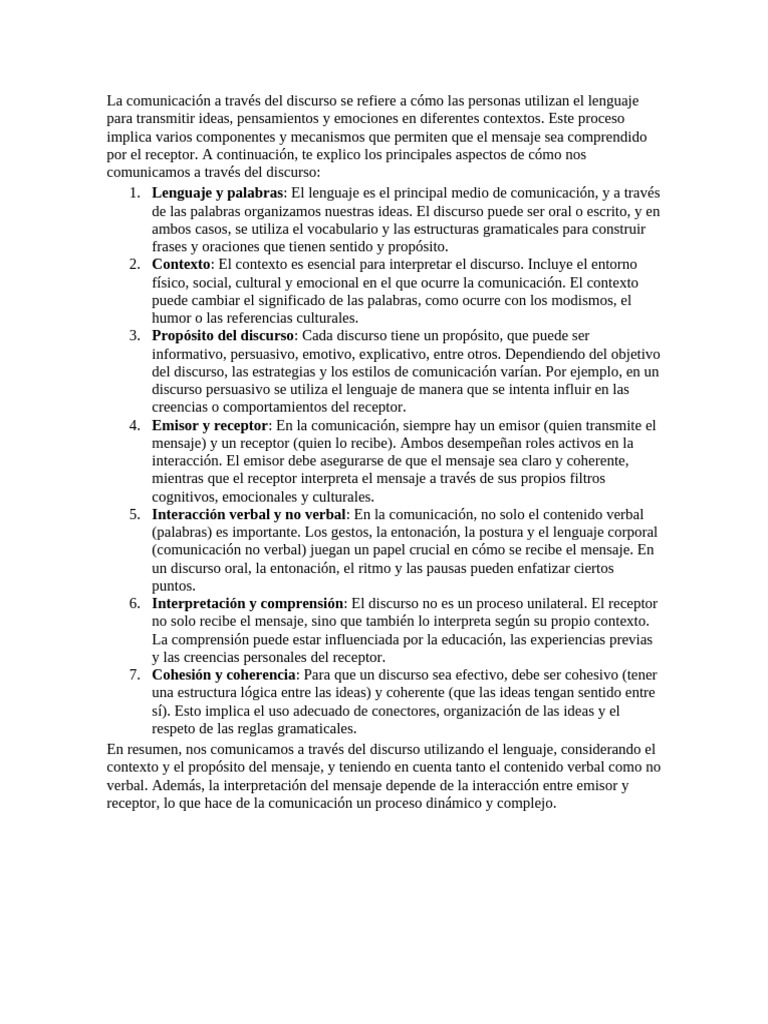 Como Nos Comunicamos A Traves Del Discurso | PDF | Comunicación ...