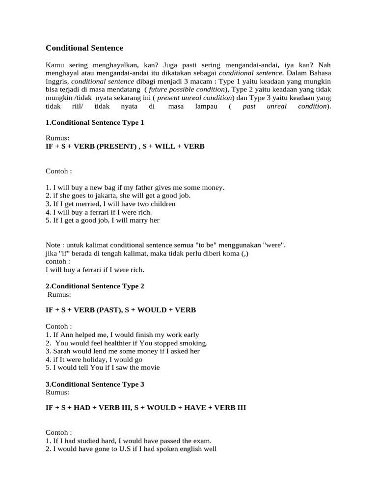 Conditional Sentence Contoh | PDF