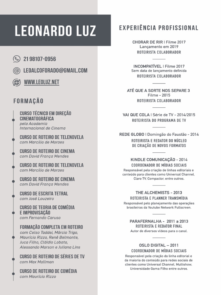 Curriculo Atualizado Leo Luz | PDF
