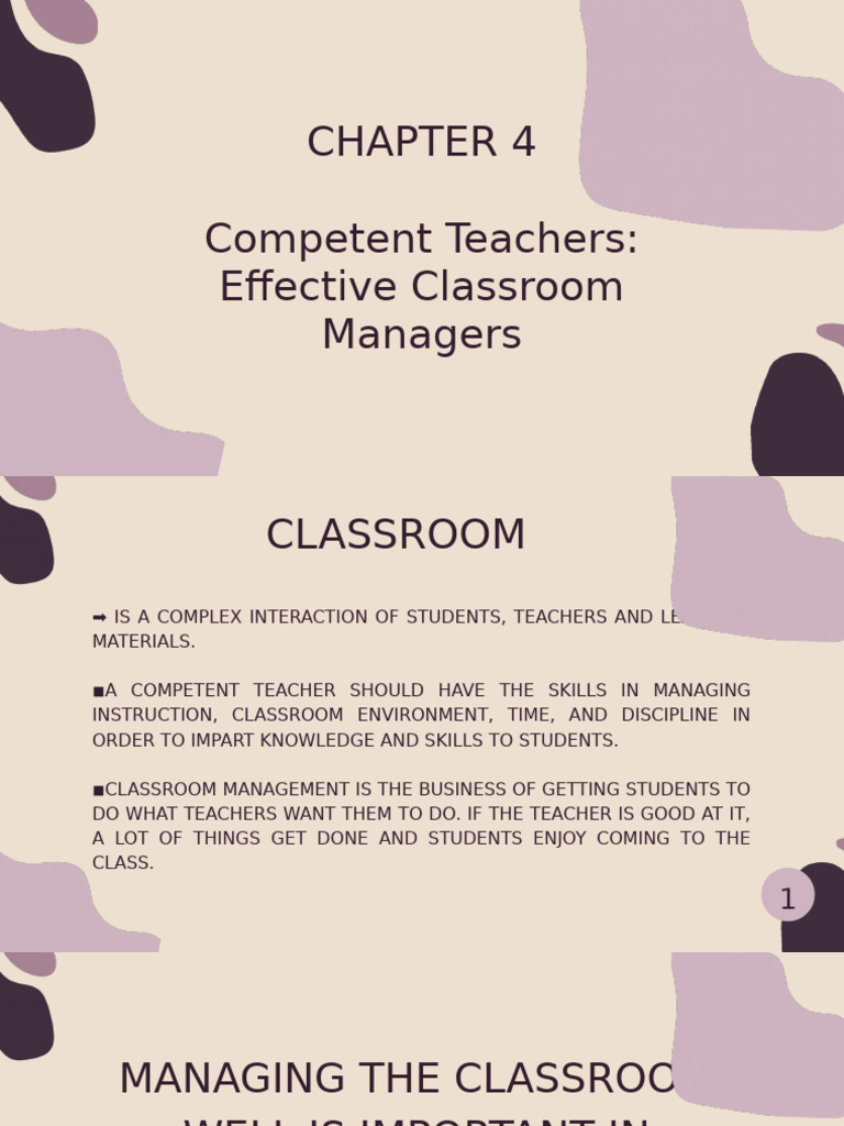 7. Chapter 4 Competent Teachers Effective Classroom Managers | PDF ...