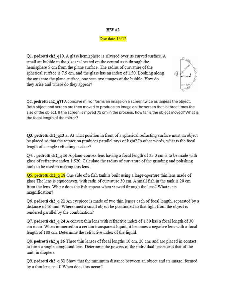 Image formation HW2 | PDF | Optics | Electromagnetic Radiation