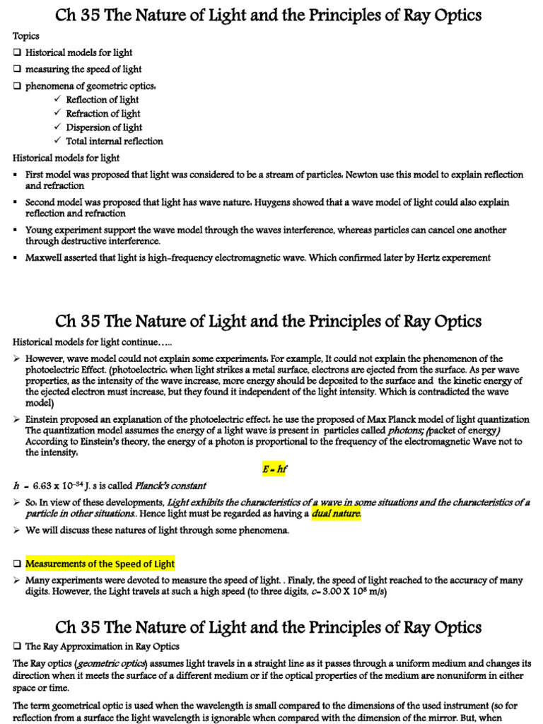 The Nature of Light and The Principles of (Autosaved) 111 | PDF | Light | Optics