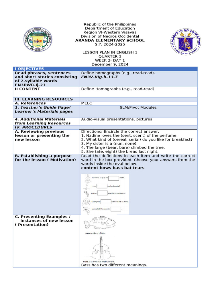 ENGLISH Q3 WEEK 1 | PDF | Learning | Teachers