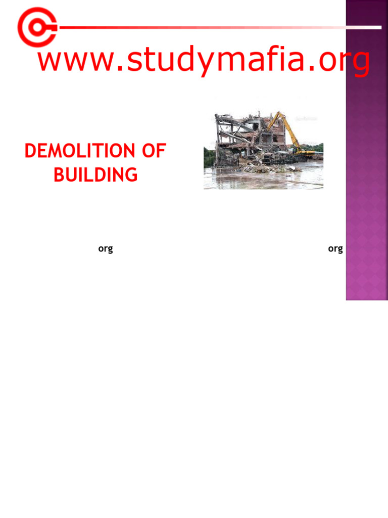 CIVIL ENGINEERING DEMOLITION OF BUILDING ppt | PDF