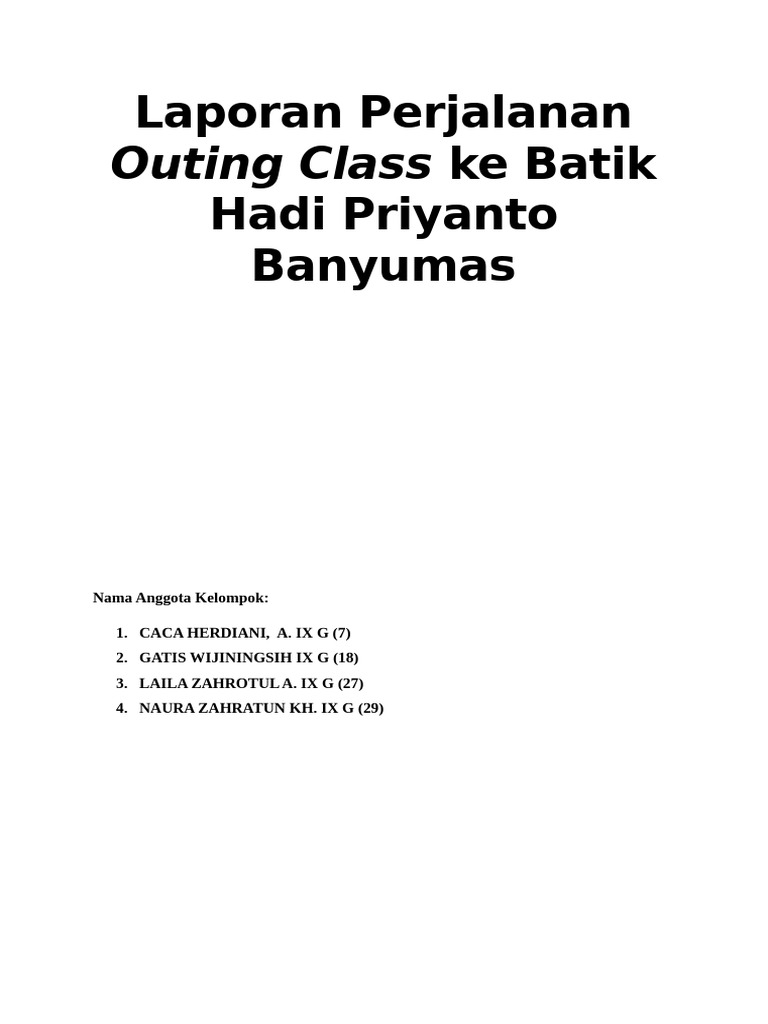 Contoh Laporan Outing Class Batik | PDF