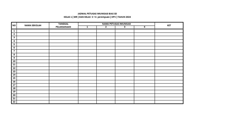 Jadwal petugas BIAS MR dan HPV tahun 2024 new | PDF Jadwal petugas BIAS MR dan HPV tahun 2024 new | PDF