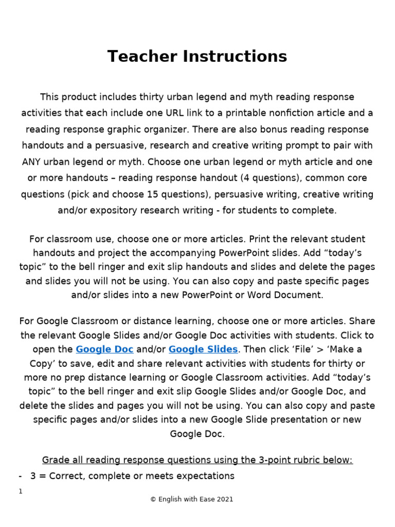 Urban Legends Reading Activities | PDF | Argument | Information