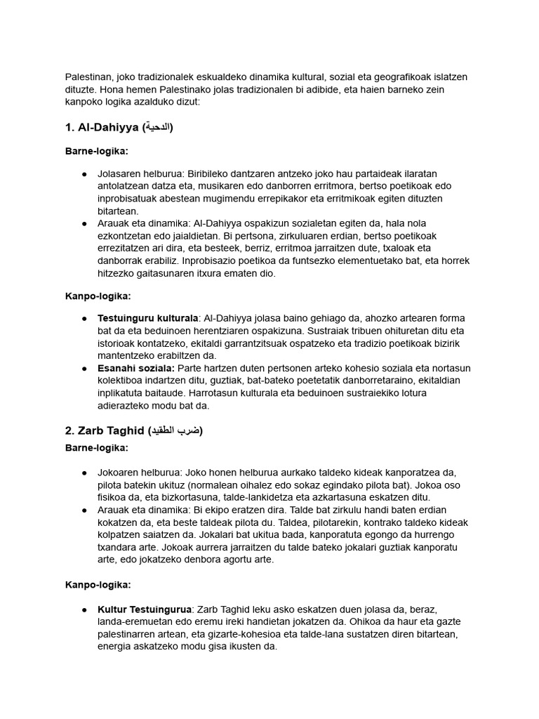 Palestinar Jolasak | PDF