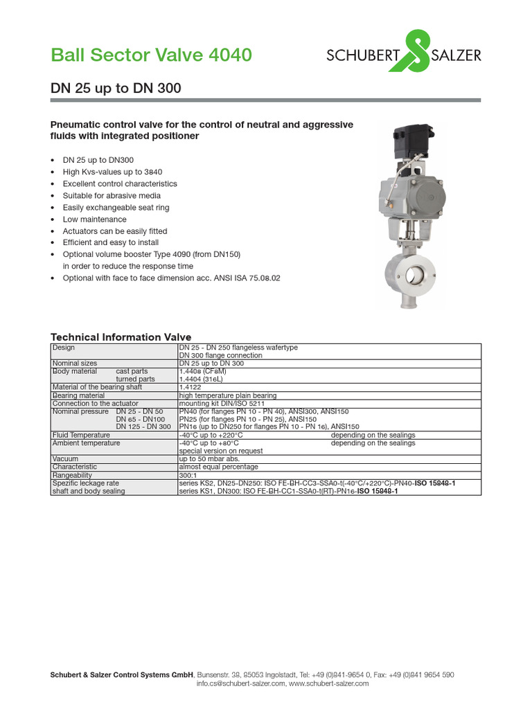 4040_-_data_sheet ball sector control valve | PDF | Valve | Bearing ...