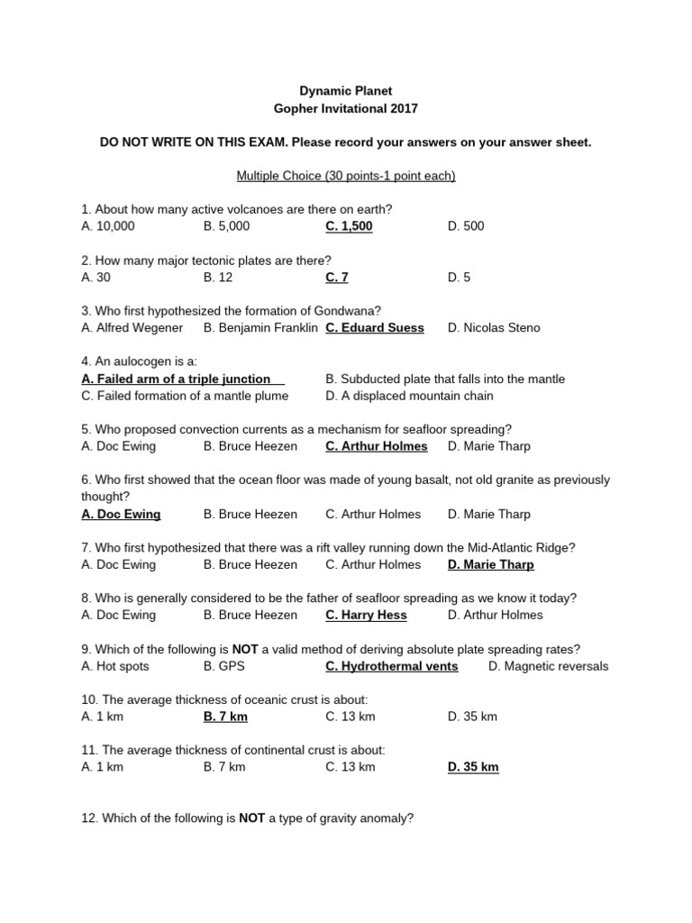 Dynamicplanet 2017 B Gopher Key | PDF | Plate Tectonics | Fault (Geology)