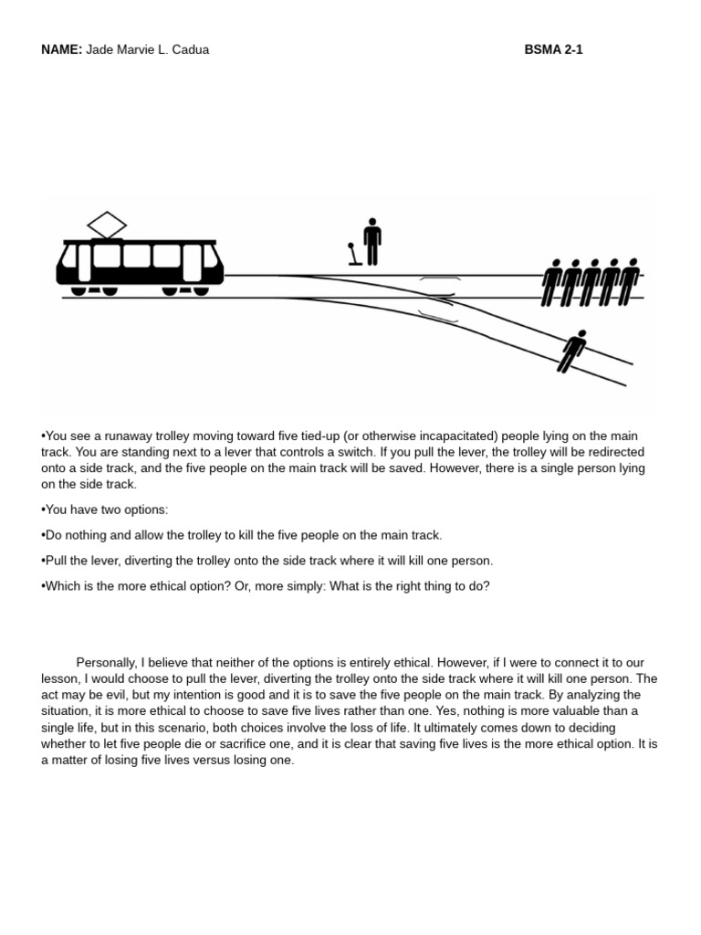 Ethical Dilemma: Trolley Problem Analysis | PDF