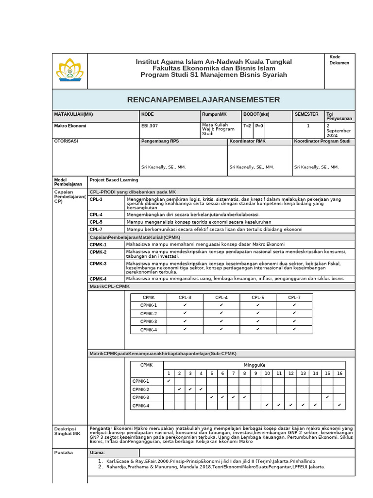 RPS Pengantar Ekonomi Makro | PDF