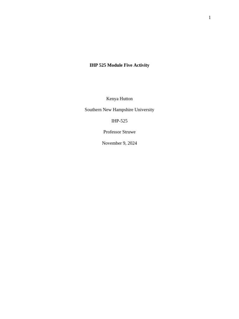 IHP 525 Module Five Activity | PDF