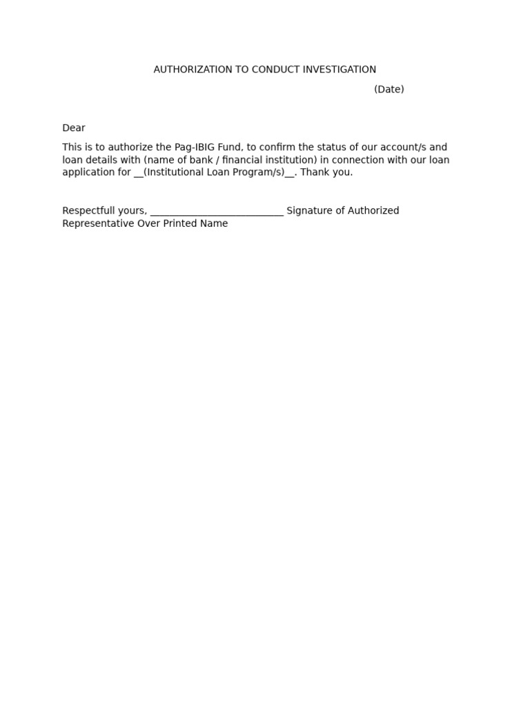Authorization to Conduct Investigation | PDF