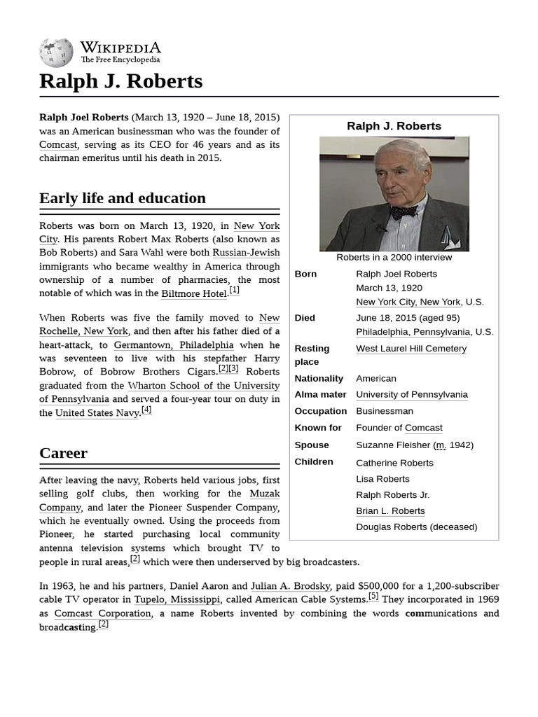 Ralph_J._Roberts | PDF | Comcast