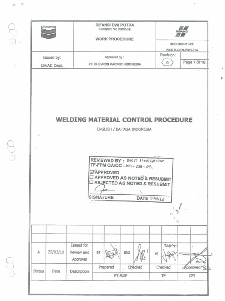 Welding Material Control Procedure | PDF