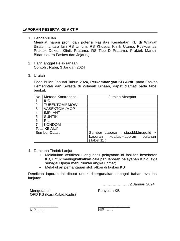 Laporan Peserta KB Aktif | PDF