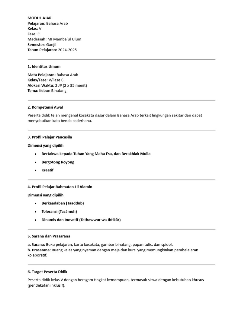 Modul Ajar Ba k5 | PDF