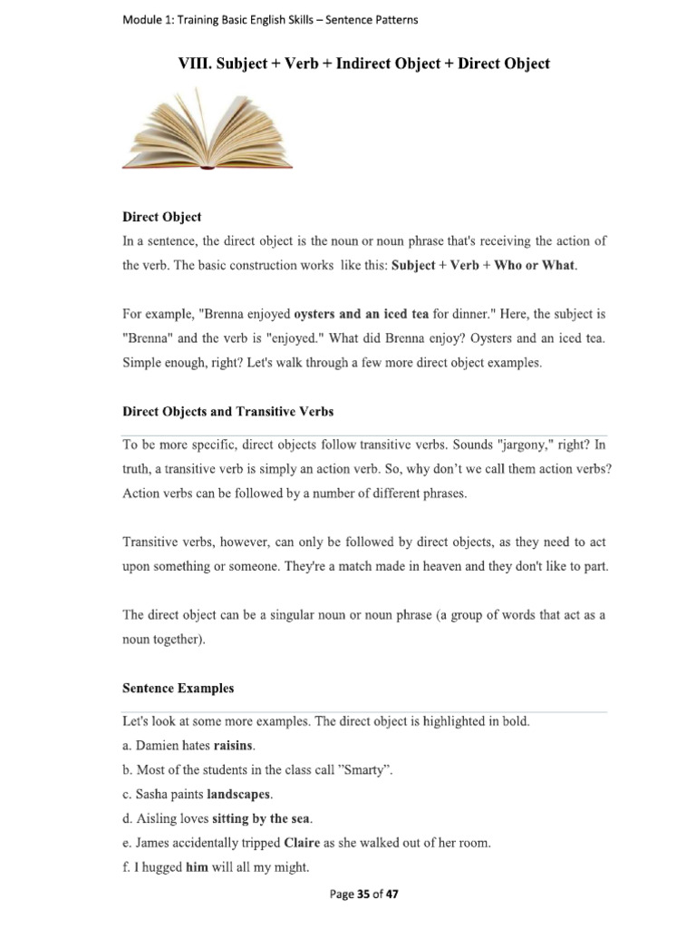 Modul Basic English Language_S-V-Indirect Object-Direct Object | PDF