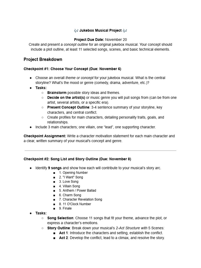 Jukebox Musical Project Guidelines | PDF | Plot (Narrative)