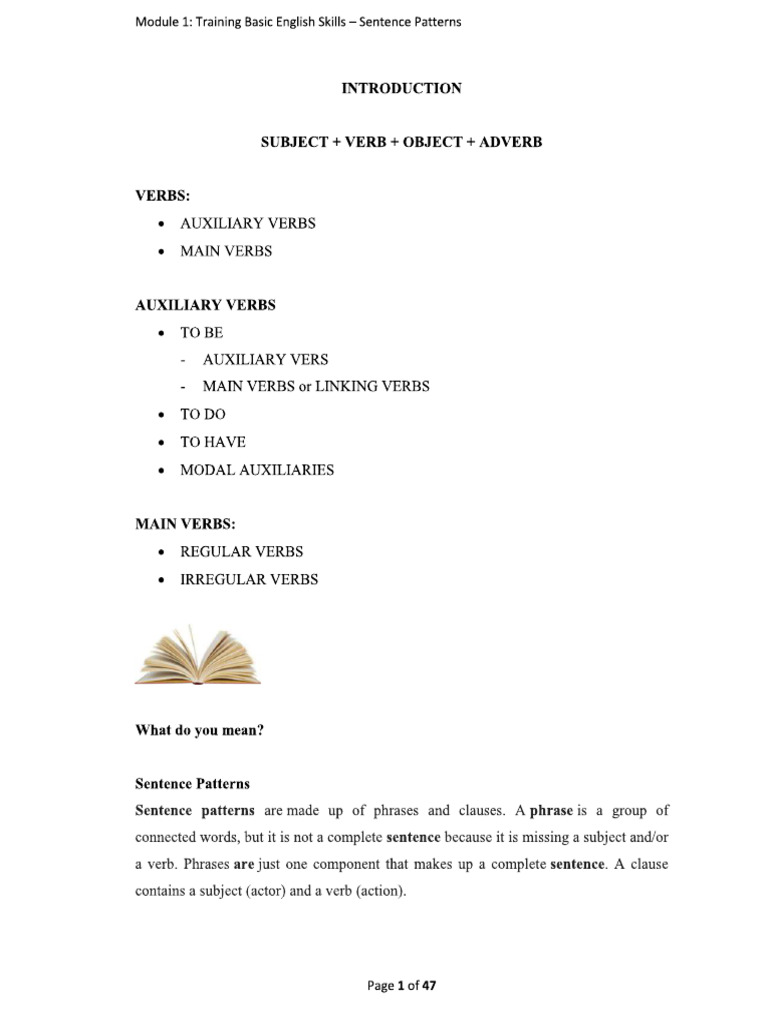 Modul Basic English Language_S-V-O-Adv. | PDF