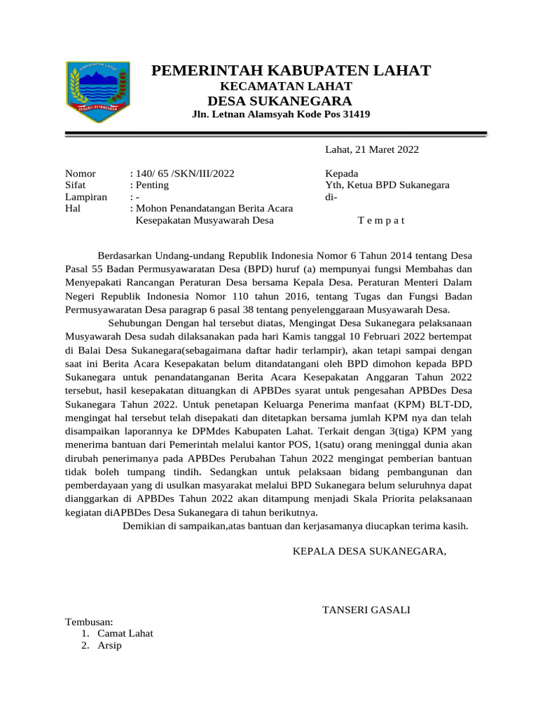 Surat Ke BPD | PDF