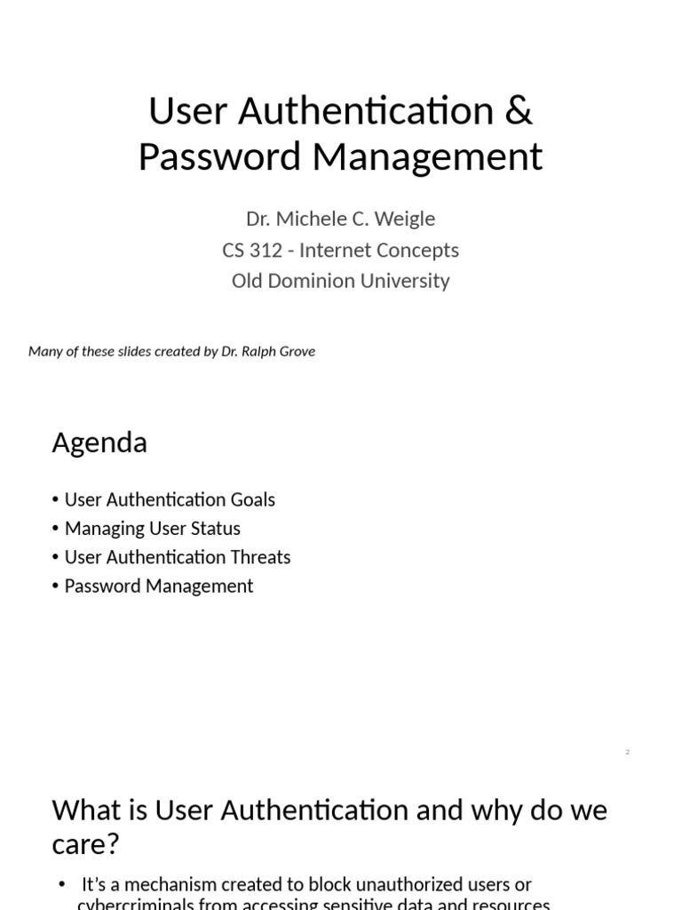 Week 11a - User Authentication | PDF | Password | Login