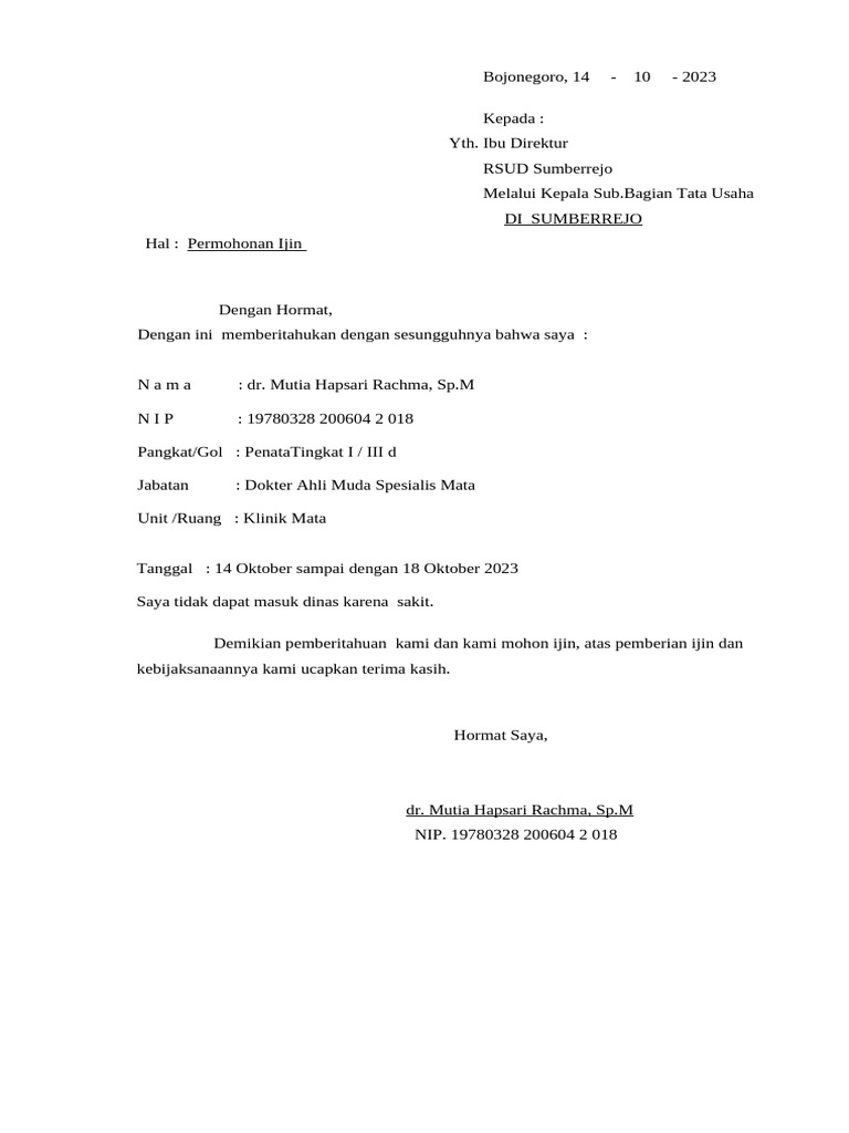 Surat Ijin Absen | PDF