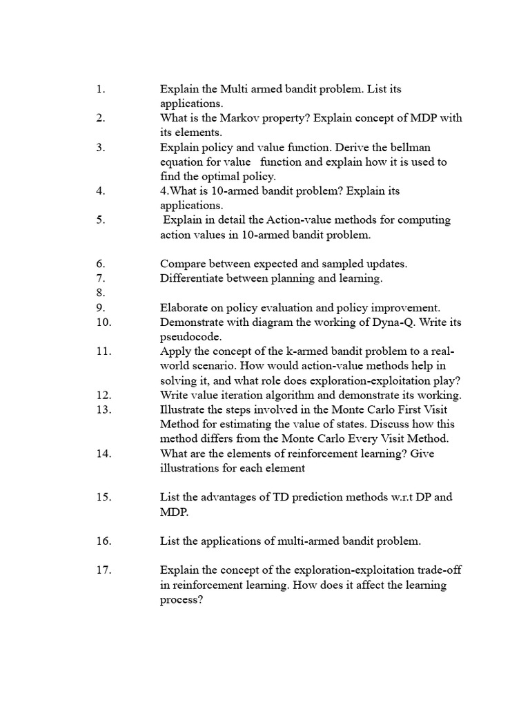 RL-Theory-Question bank | PDF | Applied Mathematics | Theoretical Computer Science